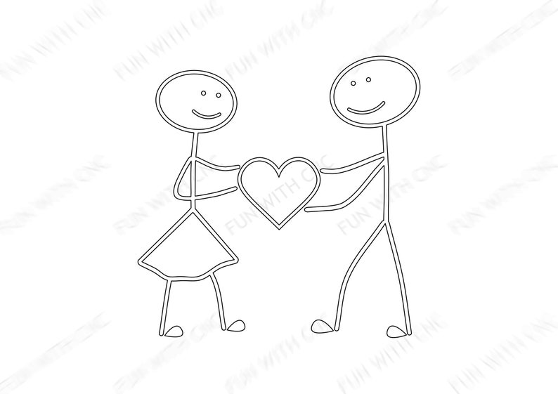 Stickman in Love | Stick Figures Couple | Couple in Love Svg | Love ...