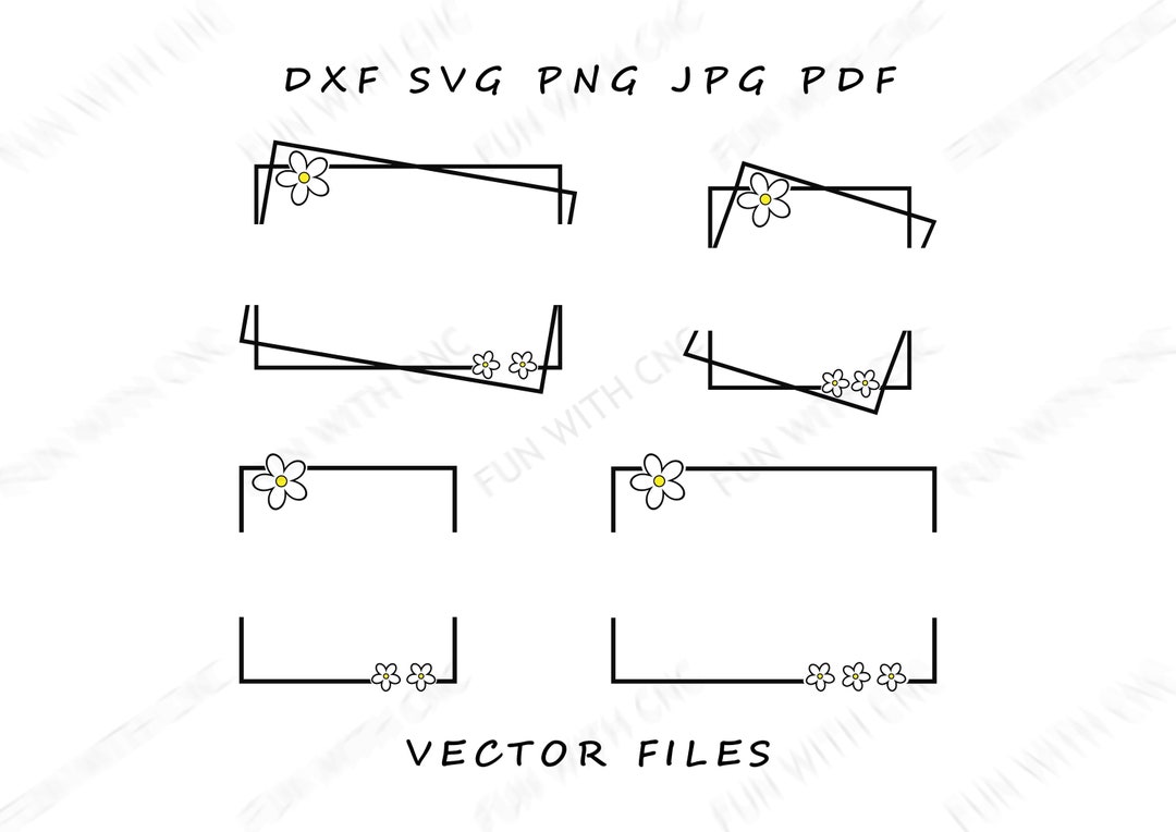 Simple Digital Split Frames With Daisy Flowers, Double Rectangle ...