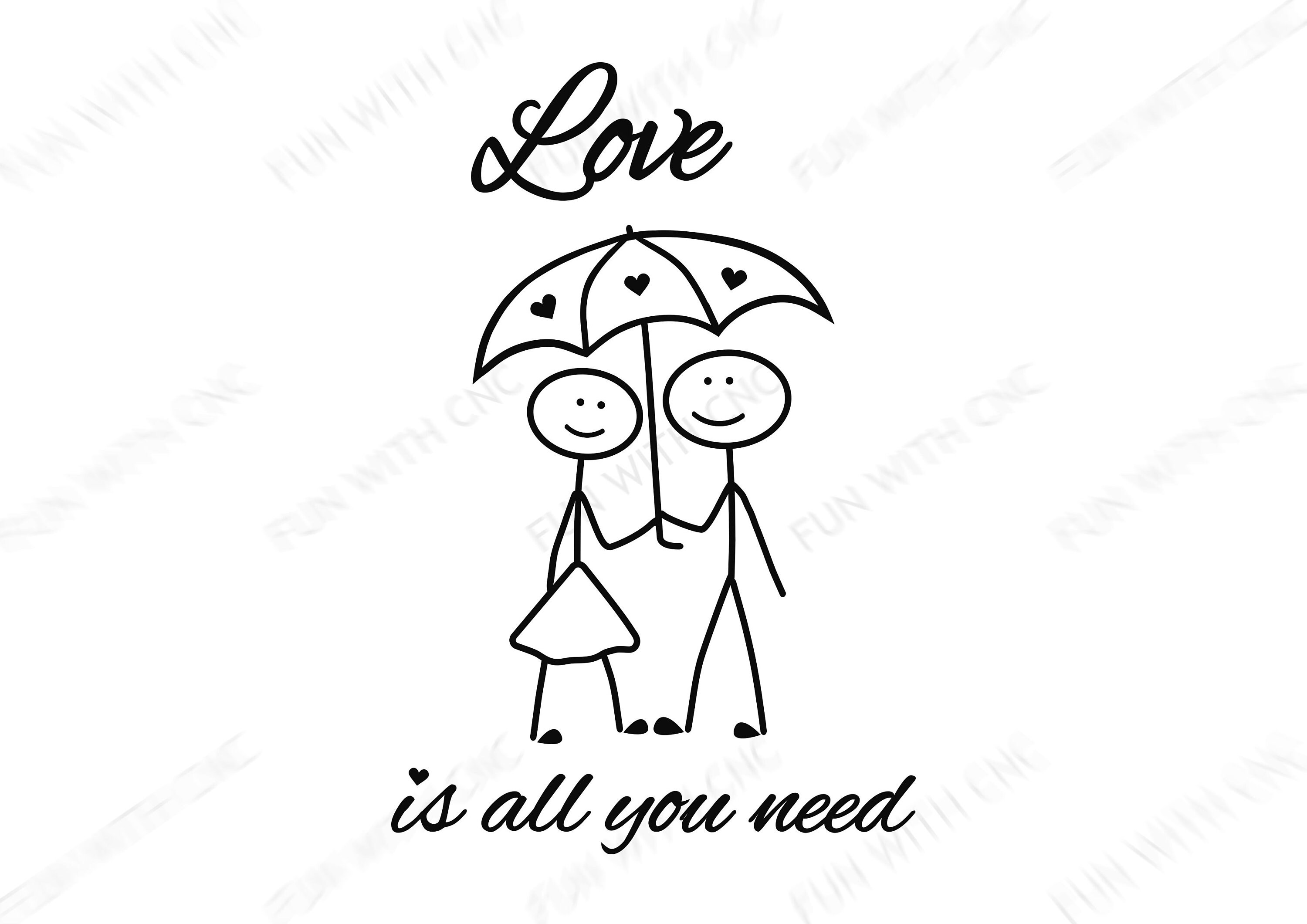 Love is All You Need Quote Stick People Couple Under the - Etsy