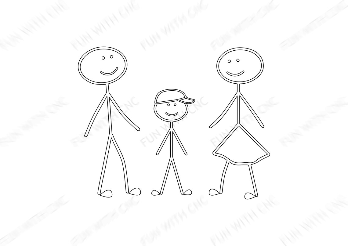 Mother, Father and Son Family Stick Figure Clipart, Stick People Svg ...
