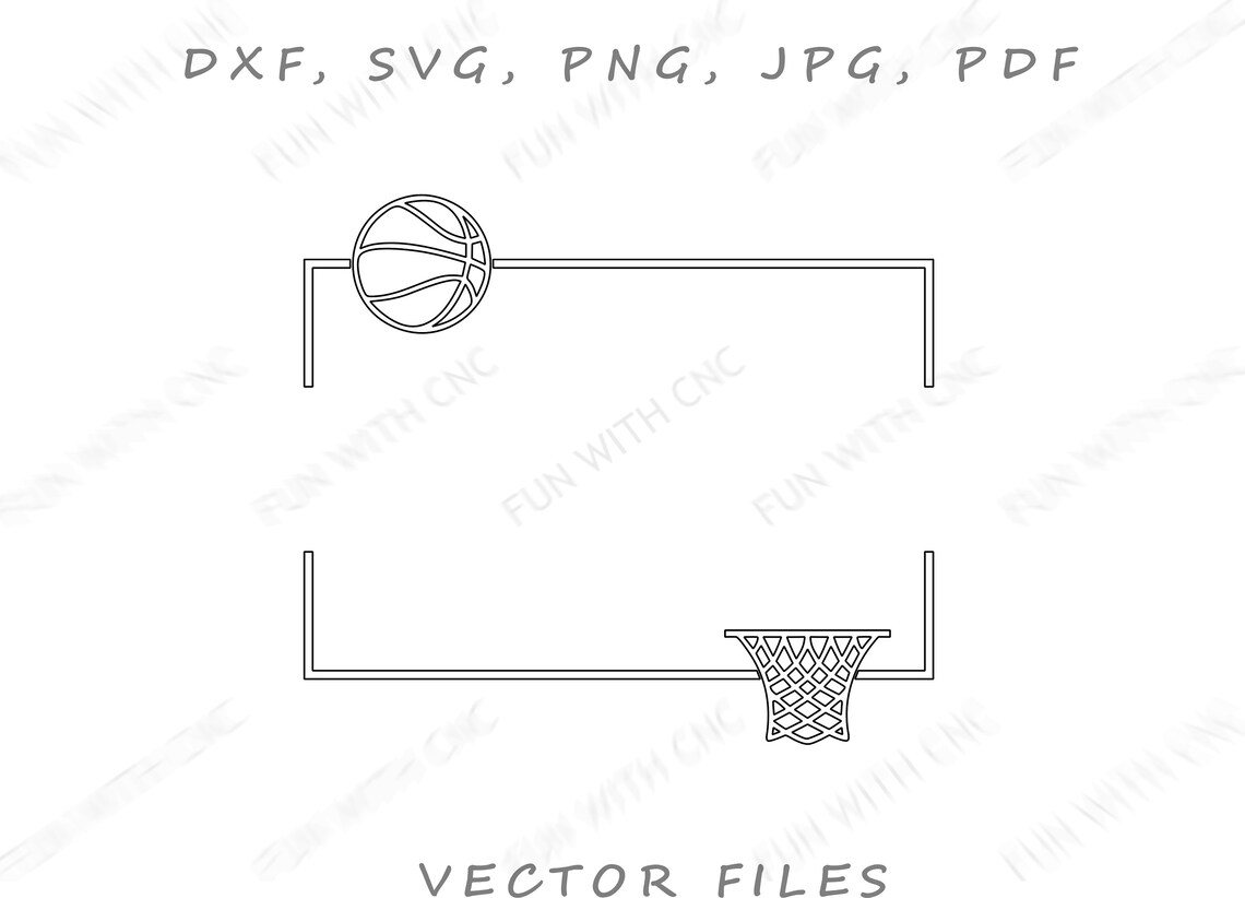 Sport Clipart: Basketball Rectangle Split Frame With a - Etsy