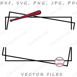 Baseball Double Rectangle Split Frame With a Baseball Bat and Baseball ...