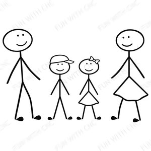 Stick People Svg, Family Stick Figure Clipart, Family Cartoon ...