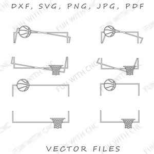 Basketball Split Frames With Ball and a Basketball Hoop With a Net ...