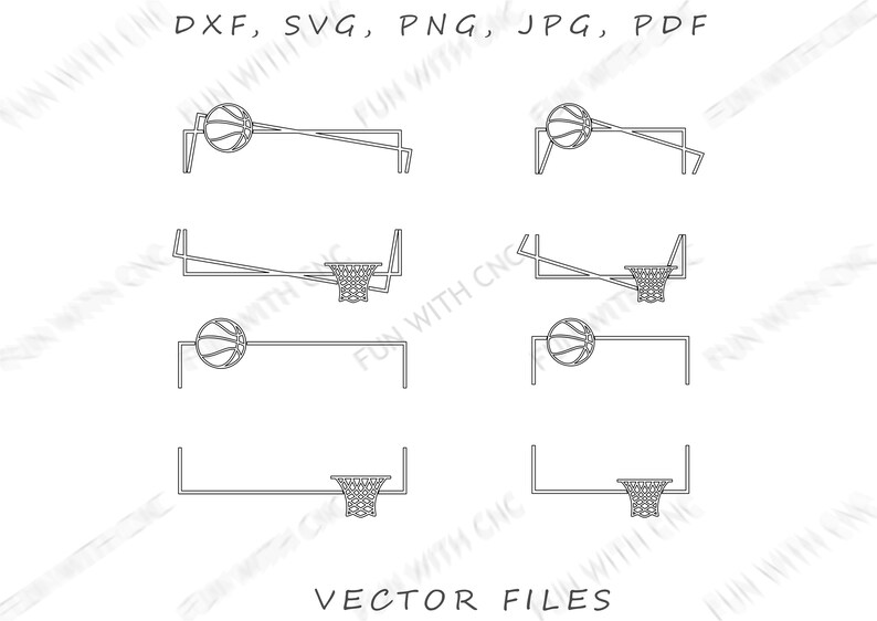 Basketball Split Frames With Ball and a Basketball Hoop With a Net ...
