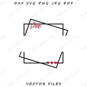 Double Square Love and Hearts Frame, Valentines Day, Love Split Frame ...
