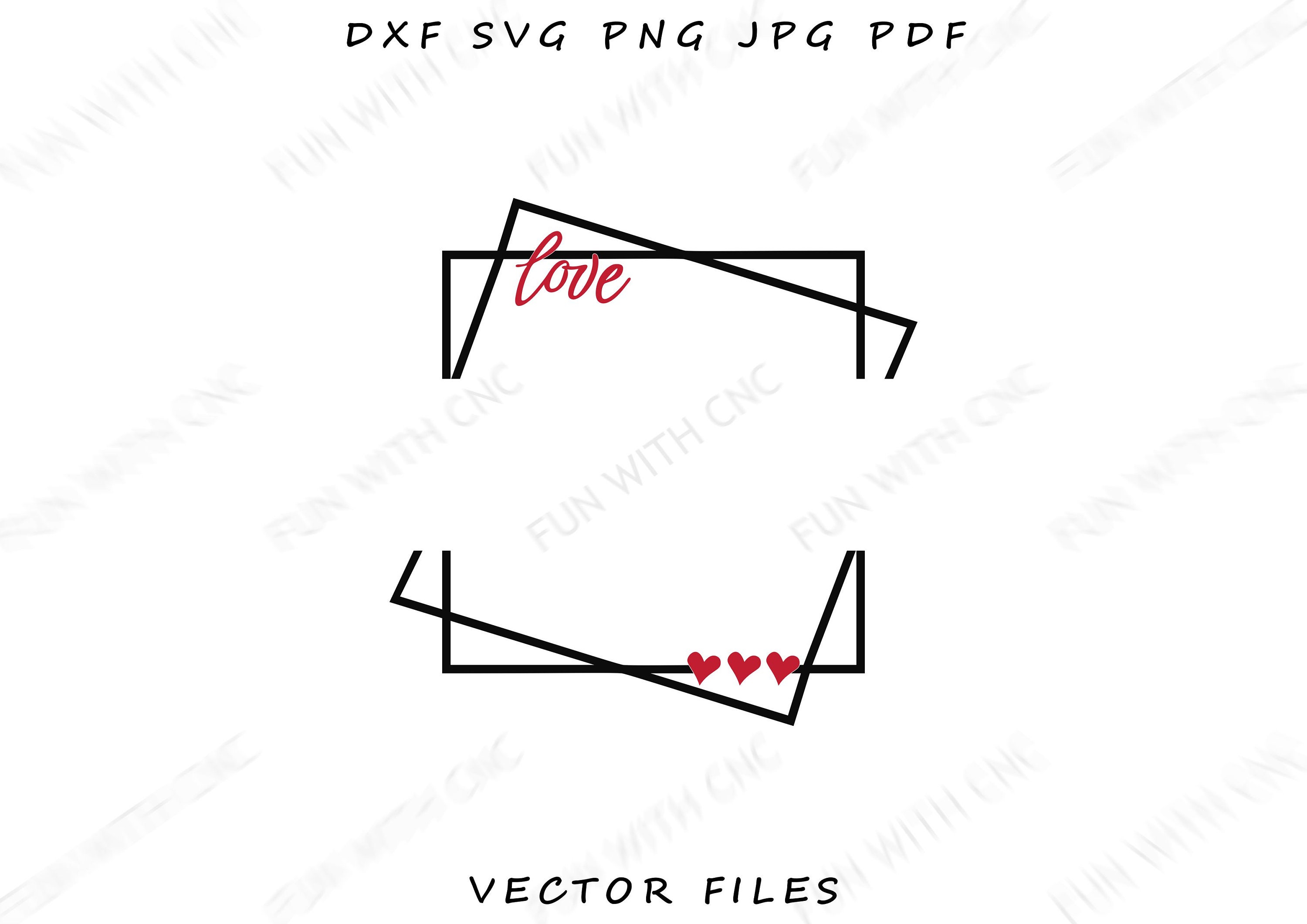 Double Square Love and Hearts Frame, Valentines Day, Love Split Frame ...