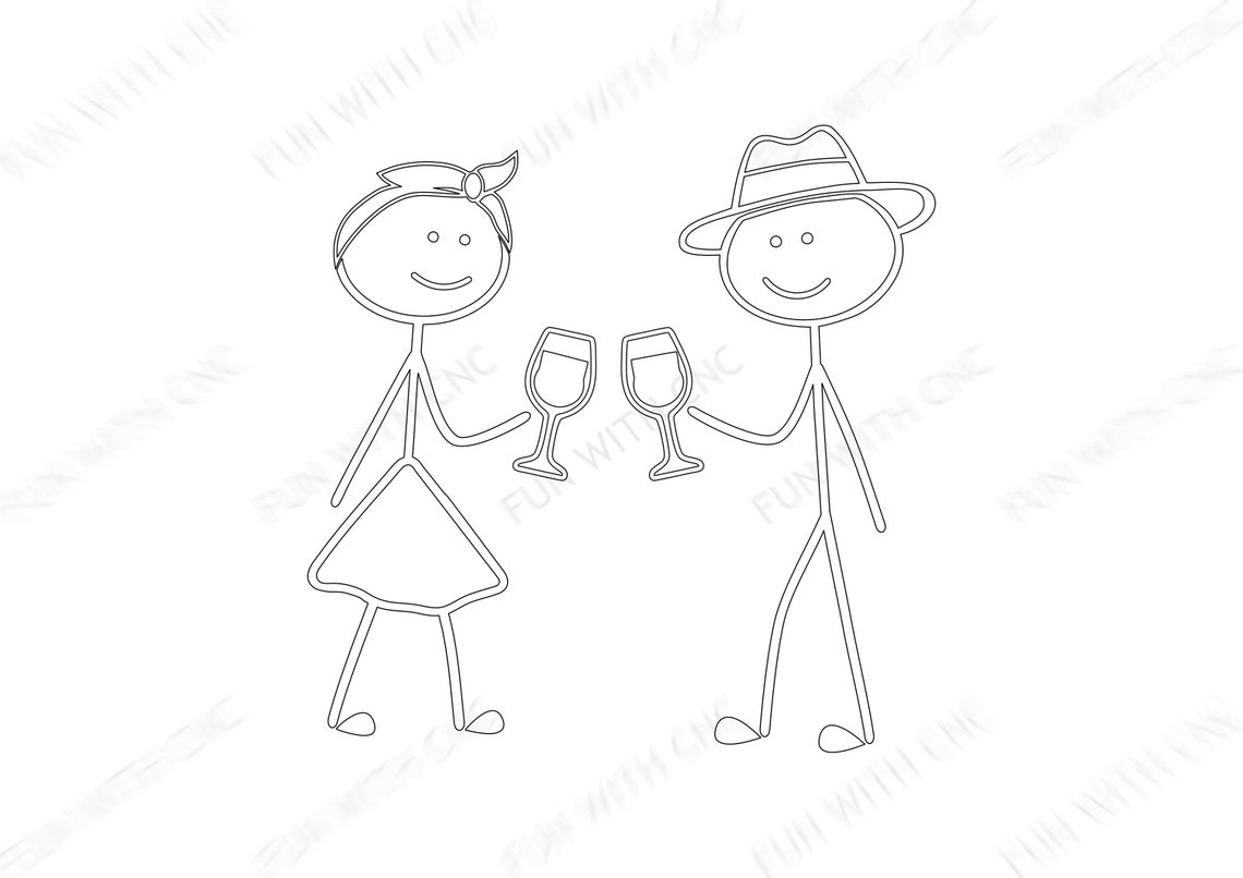 Cute Stick People Couple With a Wine Glasses ,daddy Needs a Wine, Mommy ...