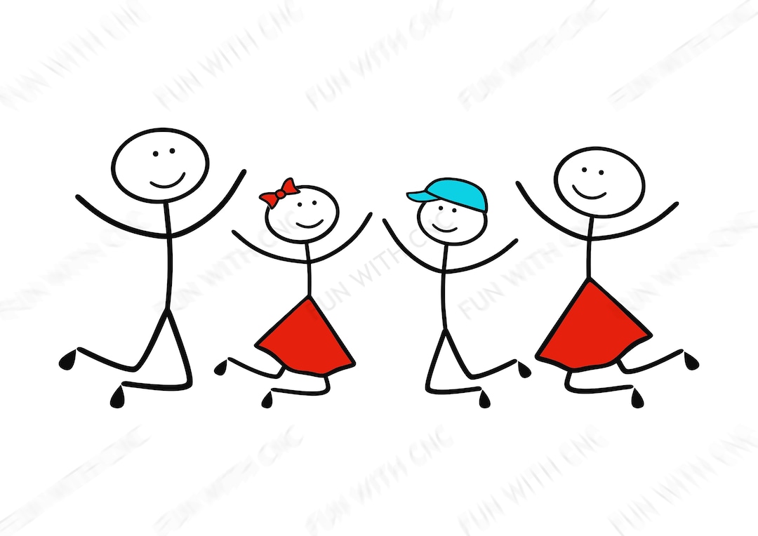Stick People Happy Family Illustration, Stick Figure Clipart, Stick ...