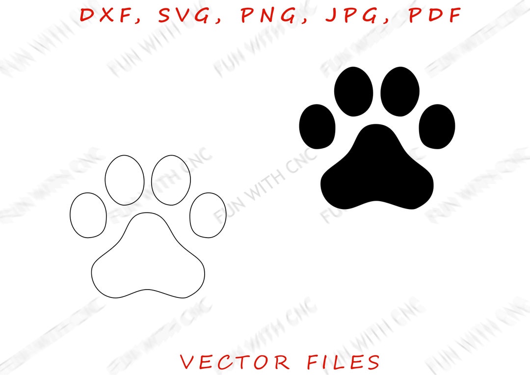 Cat Paw Dxf Svg Jpg Pdf Png Vector Files - Etsy
