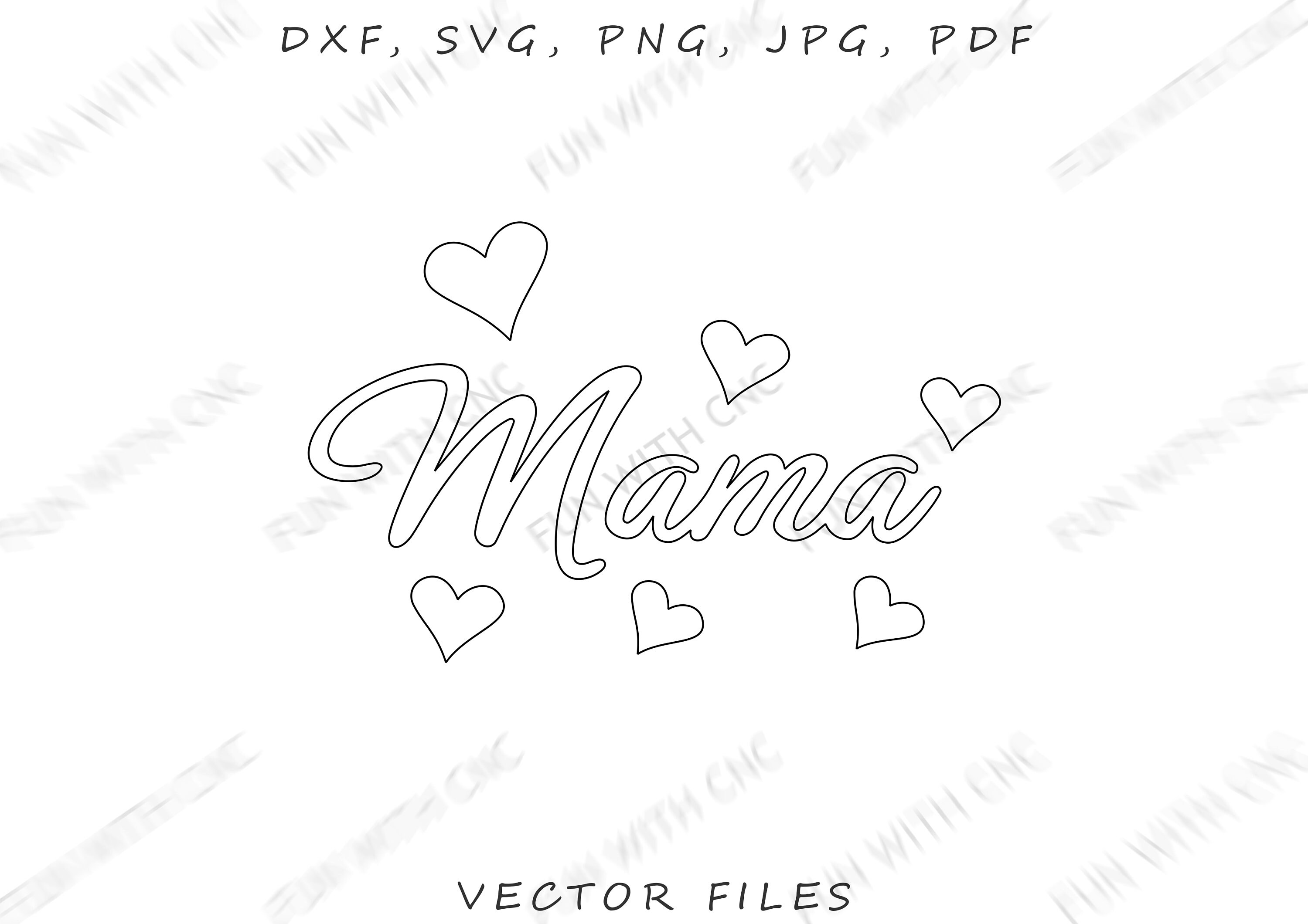 Mama Simple Cute Clipart With Hearts Happy Mother's Day - Etsy