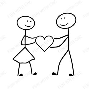 Stickman in Love | Stick Figures Couple | Couple in Love Svg | Love ...
