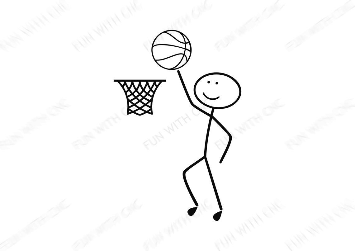 Stick Figure Basketball Player Illustration, Stick People Clipart, Svg ...