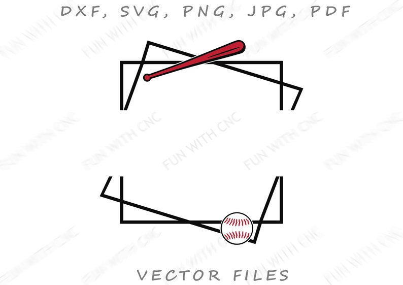 Baseball Split Frame Set of 2 With Bat and Baseball Ball, Double ...