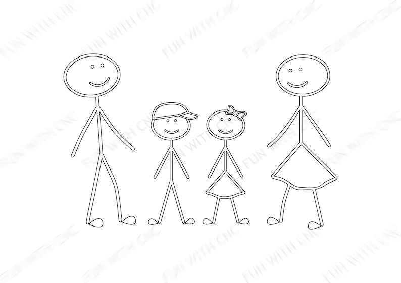 Stick People Svg, Family Stick Figure Clipart, Family Cartoon ...