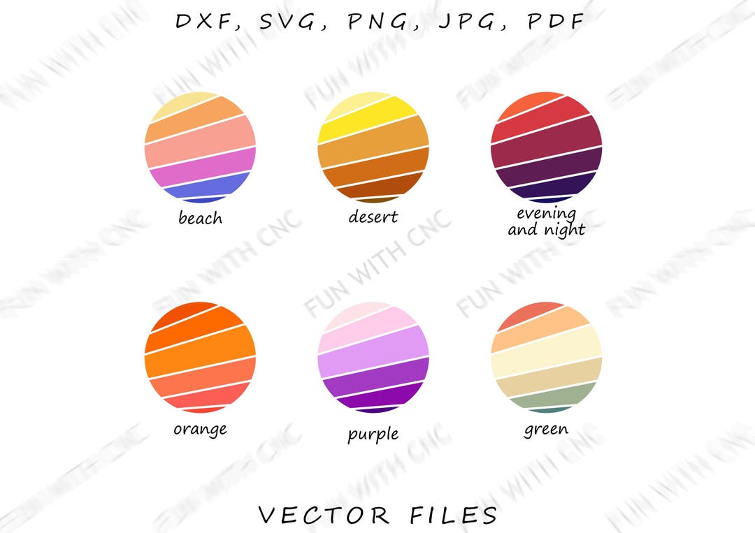 Retro Vintage Sunset Bundle, Beach Sunset, Desert Sunset, Purple Sunset ...