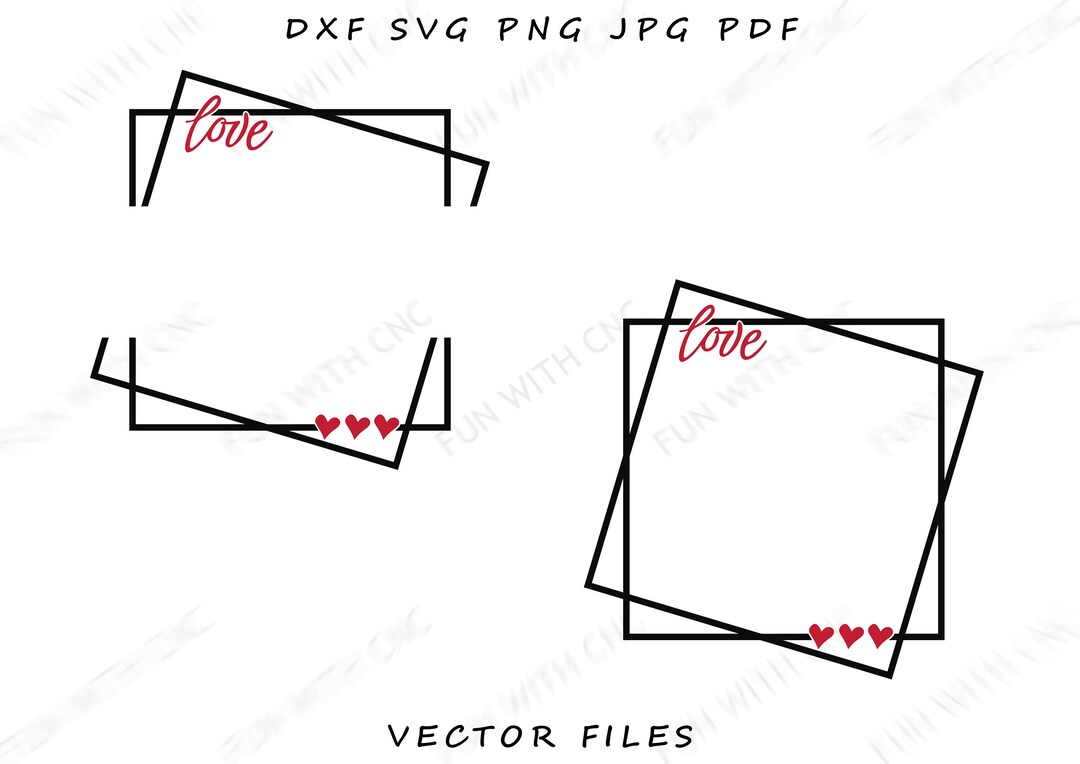 Double Square Love and Hearts Frame, Valentines Day, Love Split Frame ...