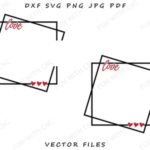 Double Square Love and Hearts Frame, Valentines Day, Love Split Frame ...