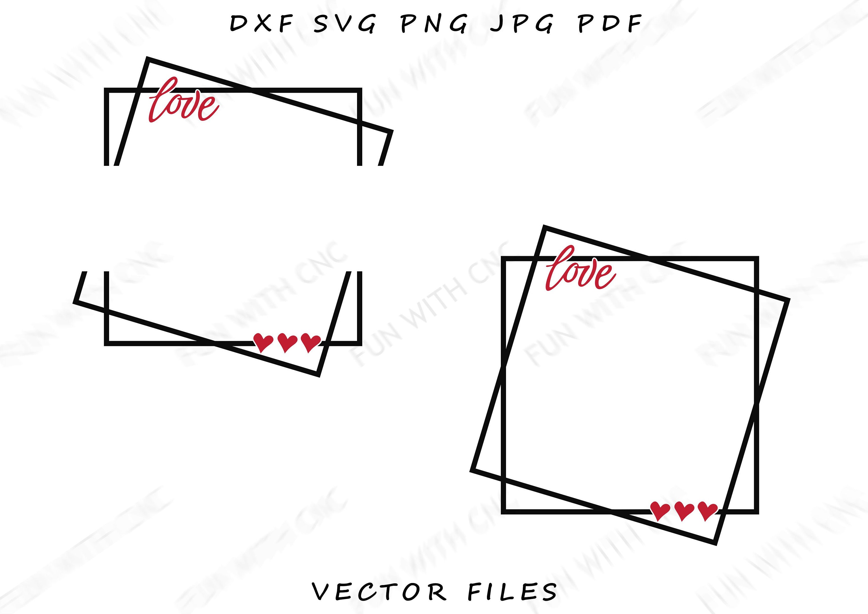 Double Square Love and Hearts Frame, Valentines Day, Love Split Frame ...