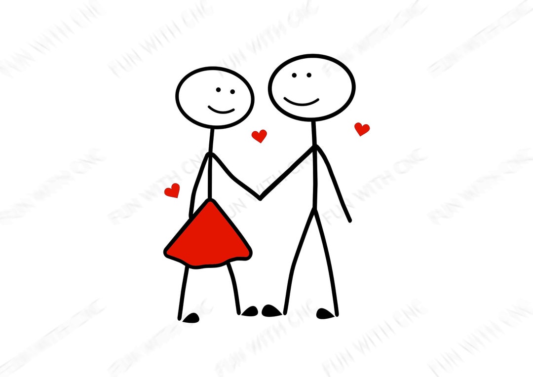 Stick People Couple in Love Holding Hands - Digital Download Vector ...