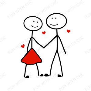 Stick People Couple in Love Holding Hands - Digital Download Vector ...