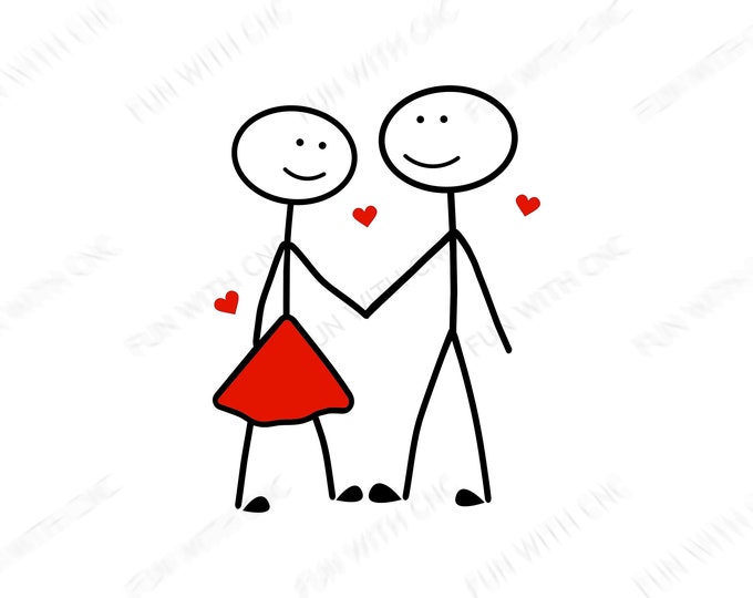 Stick People Couple in Love Holding Hands - Digital Download Vector ...