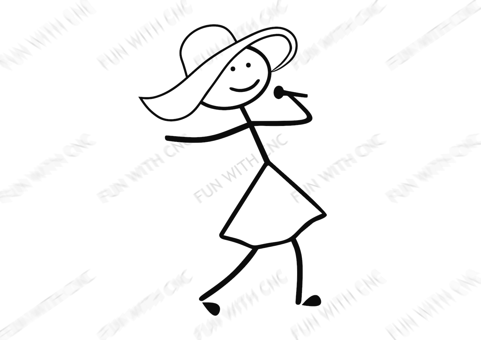 Stick Figure Singing Girl Clipart With Microphone and Stylish Hat ...