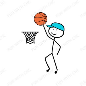 Basketball Player Stick Figure Boy Clipart, Basketball Illustration ...