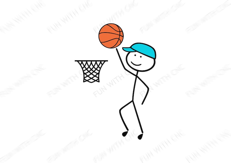 Basketball Player Stick Figure Boy Clipart, Basketball Illustration ...