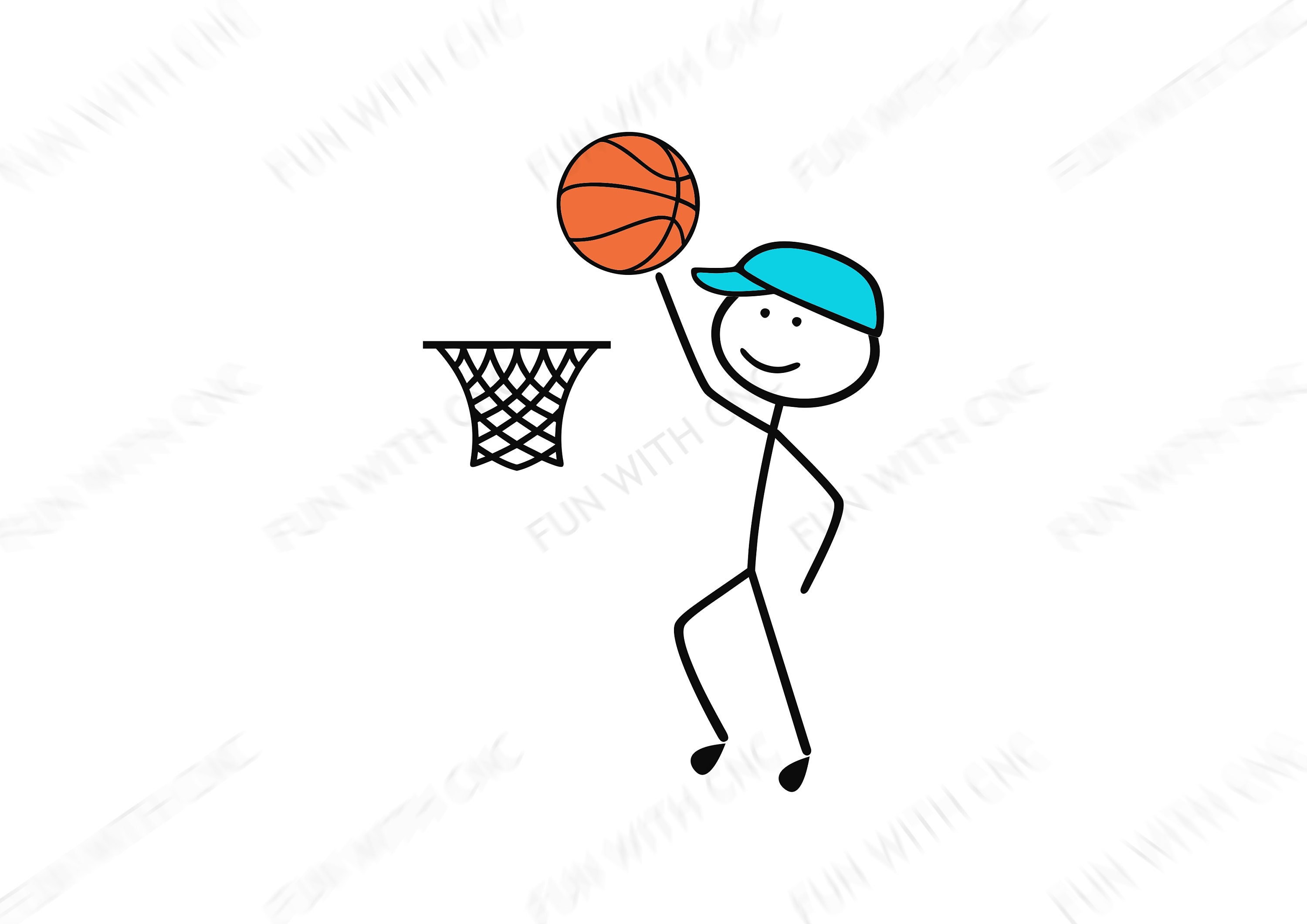 Basketball Player Stick Figure Boy Clipart, Basketball Illustration ...