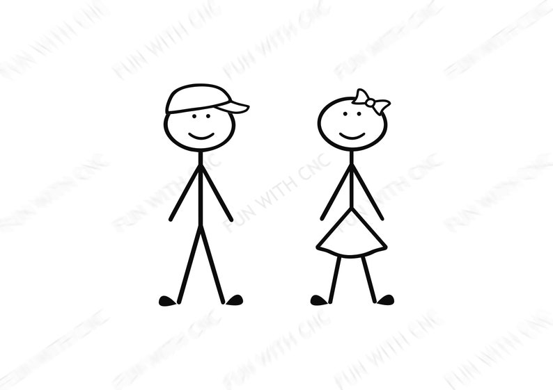 Brother and Sister Stick People Illustration, Boy and Girl Stick ...