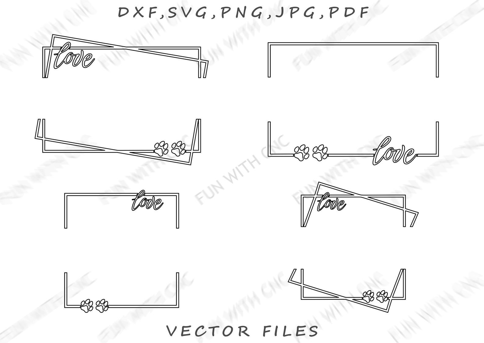 Paw Print Love Split Frame Bundle: Square & Rectangle (digital Download) - Etsy