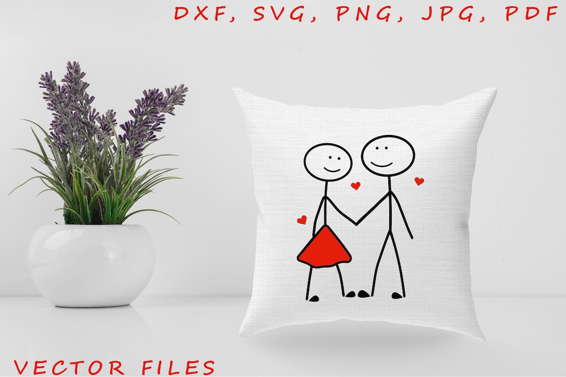 Stick People Couple in Love Holding Hands Digital Download Vector Files ...