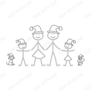 Stick People Christmas Family Illustration, Family Stick Figure ...