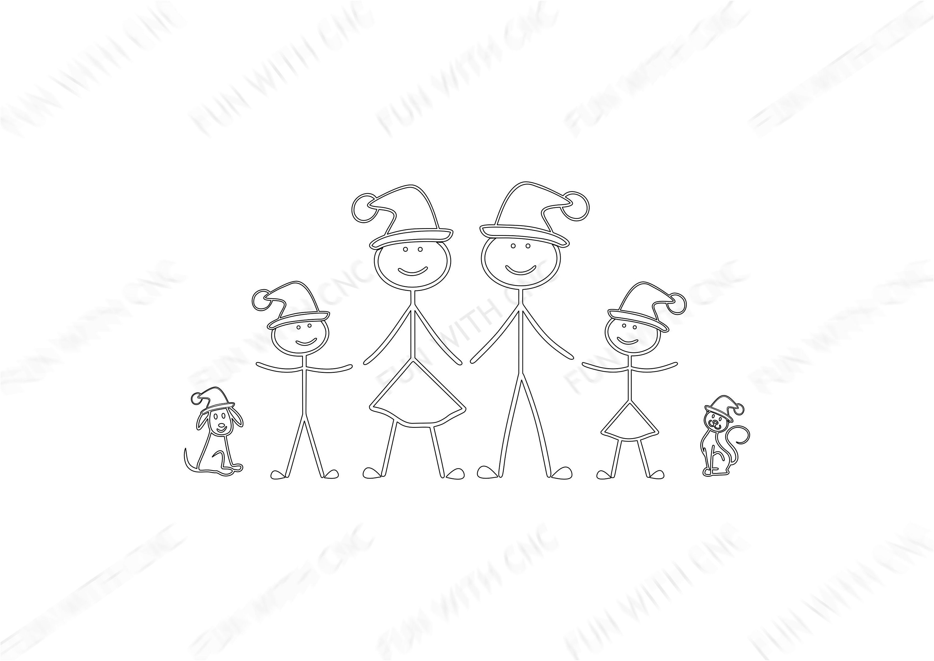 Stick People Christmas Family Illustration, Family Stick Figure ...