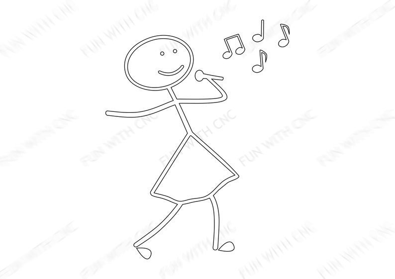 Singing Girl Stick Figure, Music Svg, Music Lover Design Idea, Singing ...