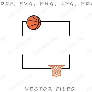 Basketball Split Frames With Ball and a Basketball Hoop With a Net ...