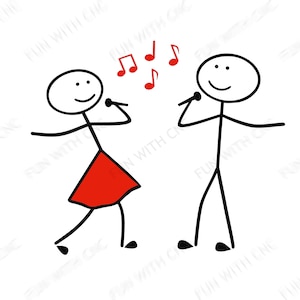 Singing Couple Stick Figure | Singing People Svg | Digital Files for ...