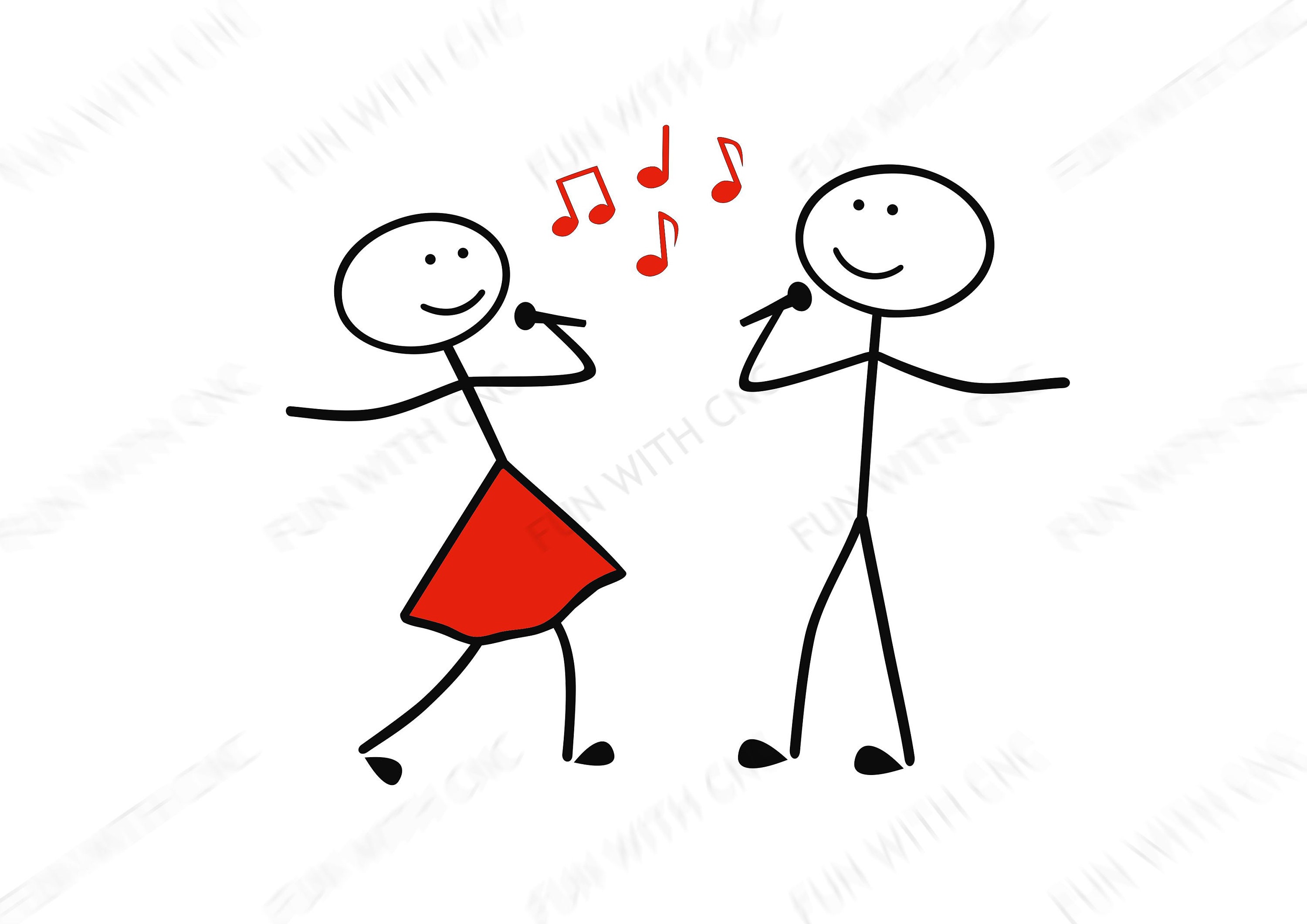 Singing Couple Stick Figure | Singing People Svg | Digital Files for ...