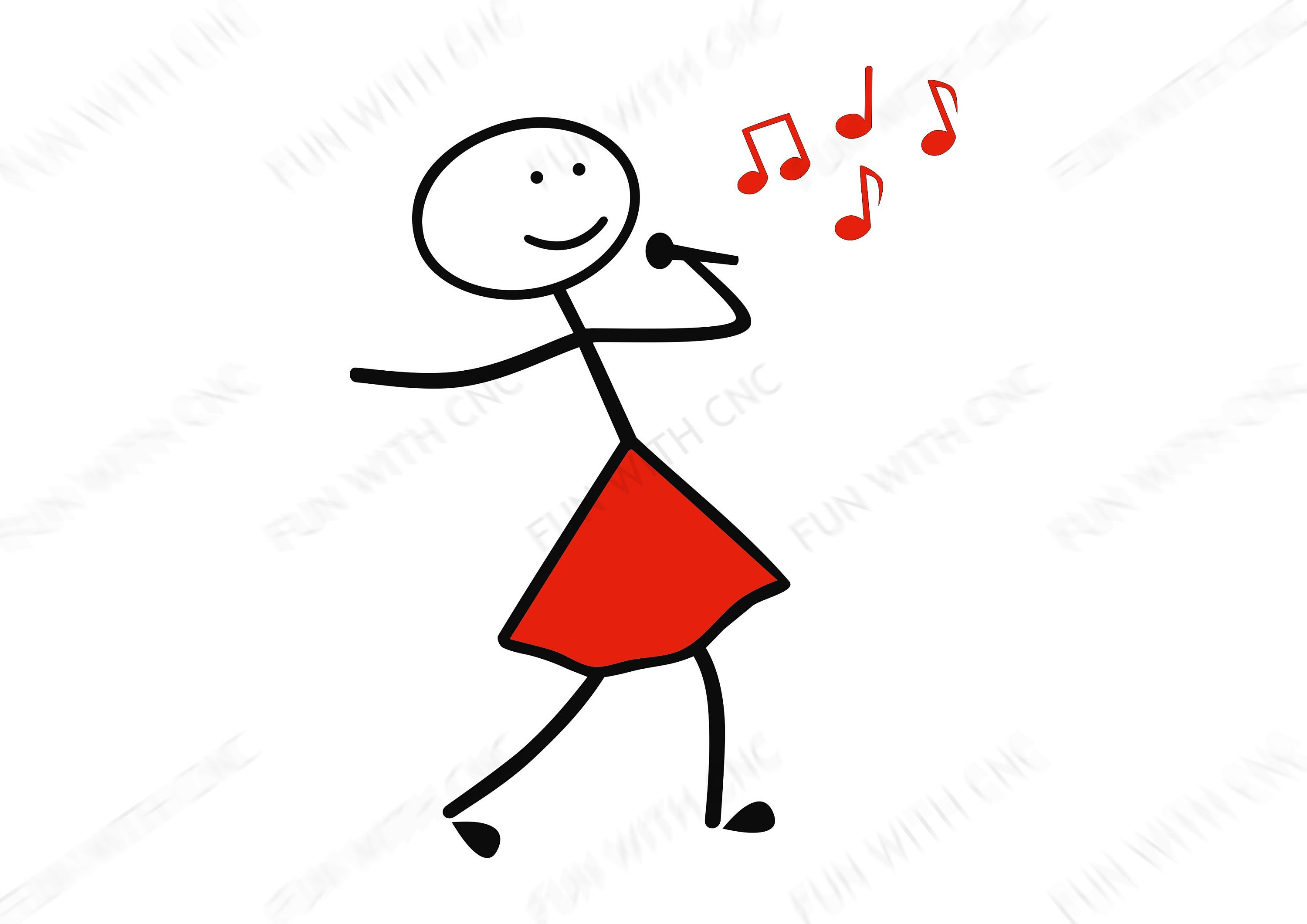 Singing Girl Stick Figure, Music Svg, Music Lover Design Idea, Singing ...