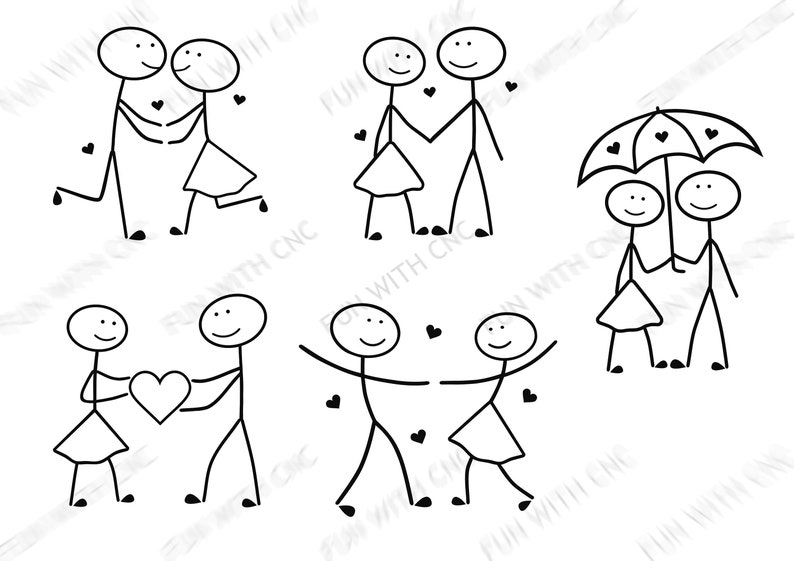 Couple in Love Bundle, Stick Figures Couple Set, Love Couple Svg ...