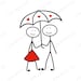 Cute Stickman People Couple Under the Umbrella, Digital Download Files ...