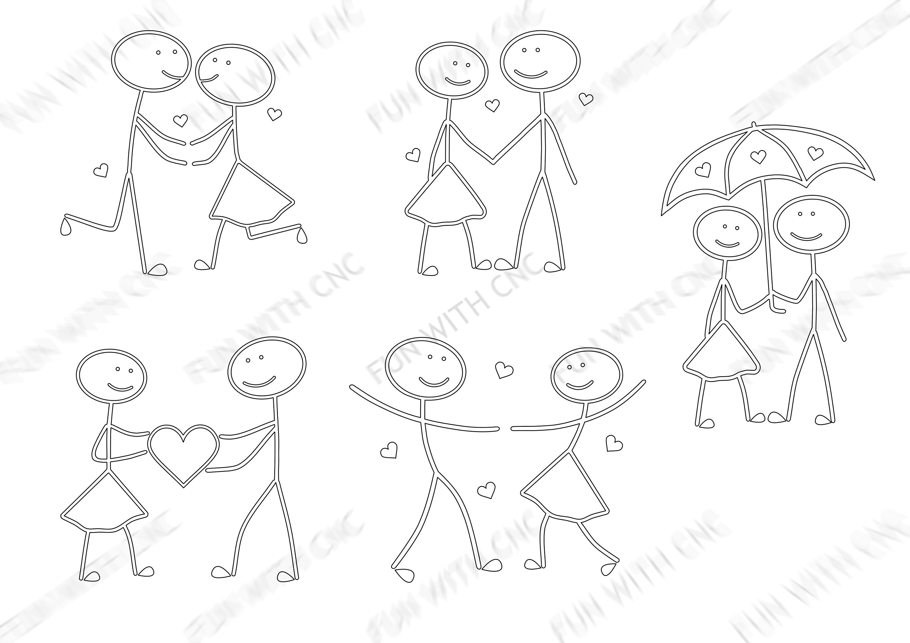 Couple in Love Bundle, Stick Figures Couple Set, Love Couple Svg ...