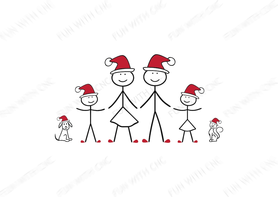 Stick People Christmas Family Illustration, Family Stick Figure ...