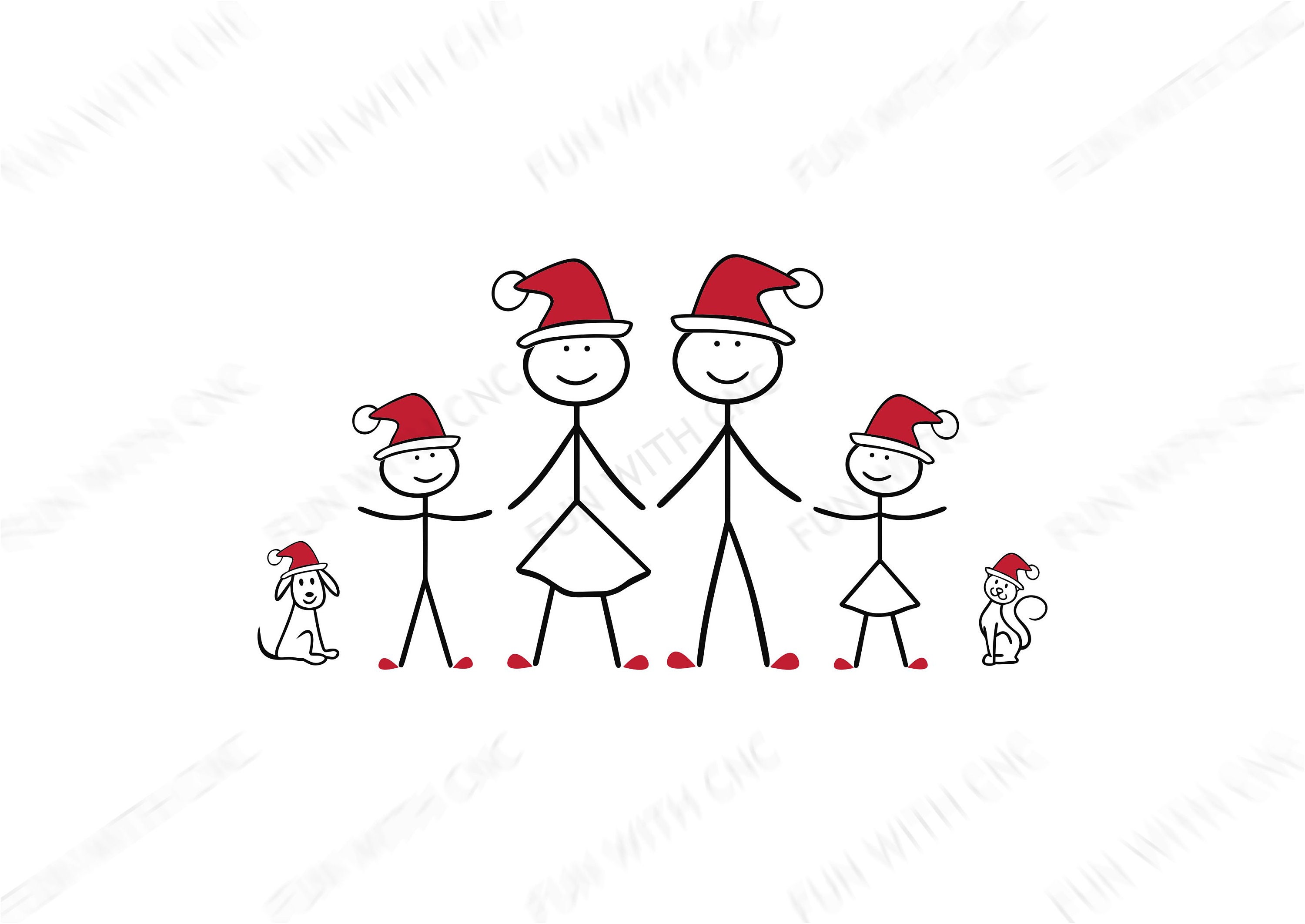 Stick People Christmas Family Illustration, Family Stick Figure ...