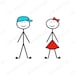 Brother and Sister Stick People Illustration, Boy and Girl Stick ...