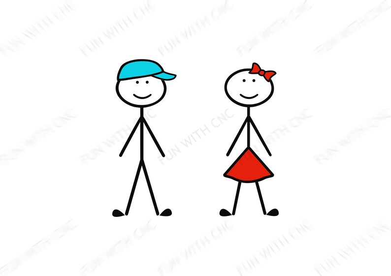 Brother and Sister Stick People Illustration, Boy and Girl Stick ...