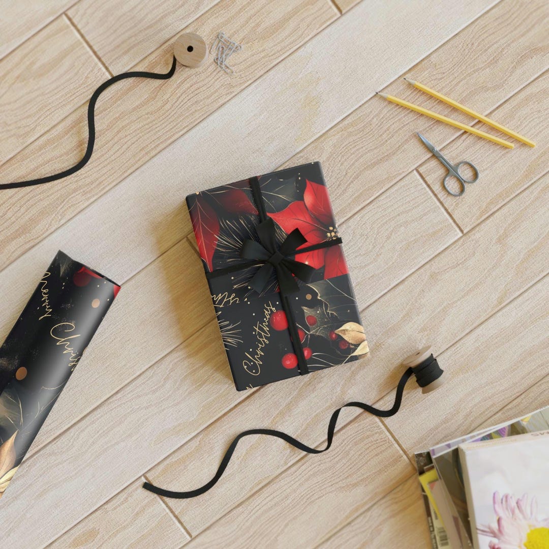 Elegant Christmas Gift Wrapping Paper Roll, Holiday Gift Wrap, Festive ...