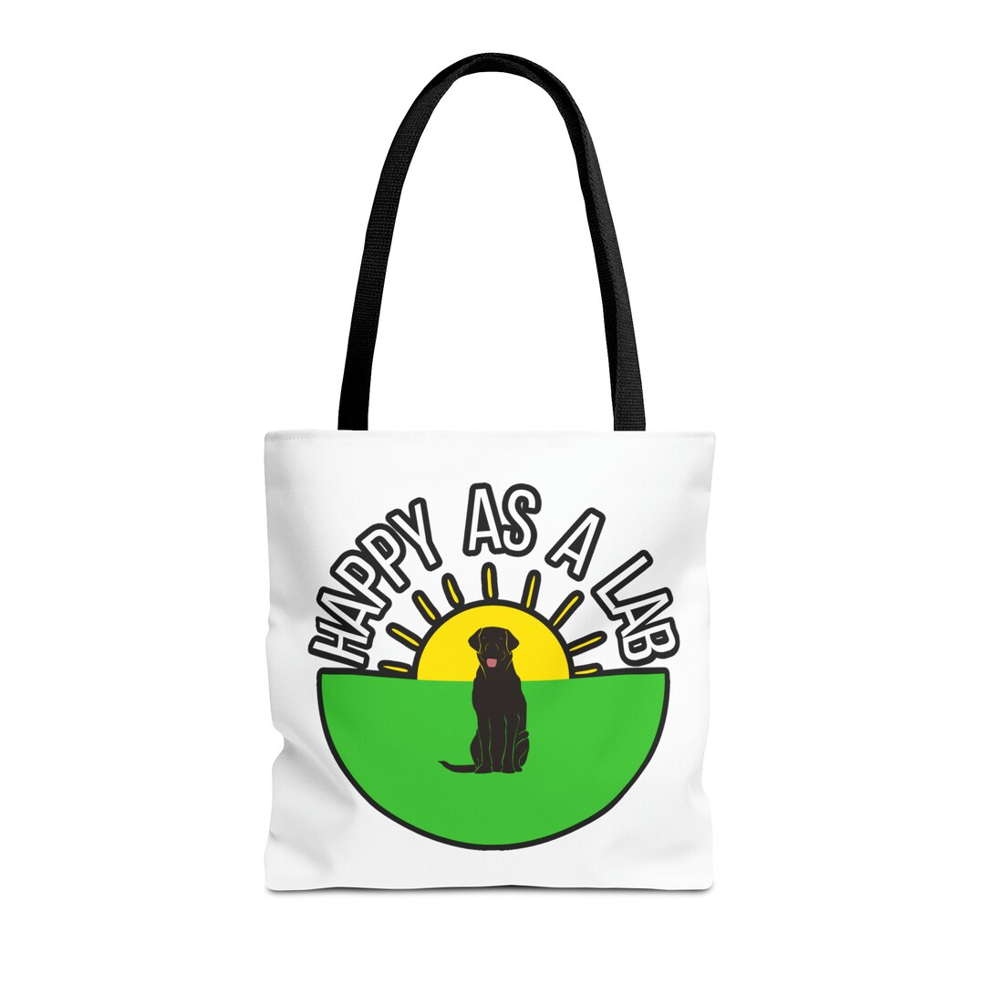 Happy Lab Tote Bag, Black Lab Tote, Black Labrador Gift, 13x13, 16x16 ...
