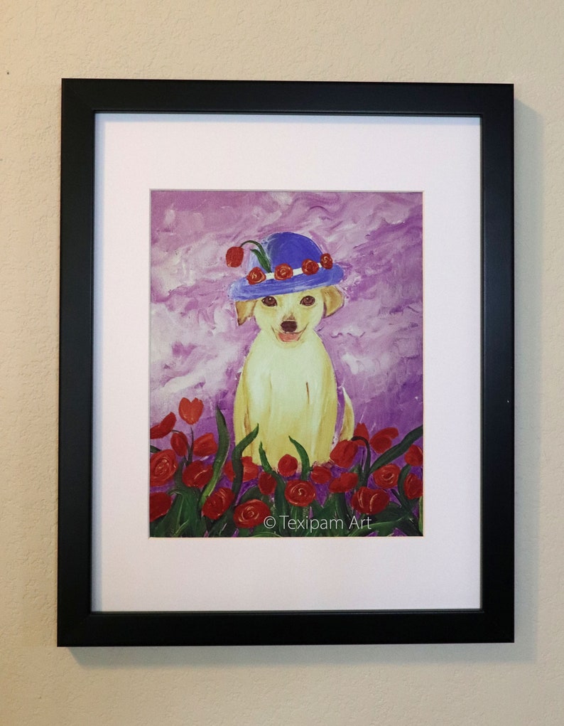 Yellow Dog Art PRINT Pet Portrait Floral Art Breed - Etsy